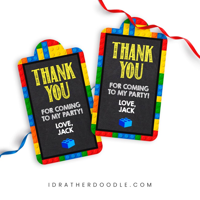 Editable Bricks Favor Tags Birthday Thank You Label Bricks - Etsy