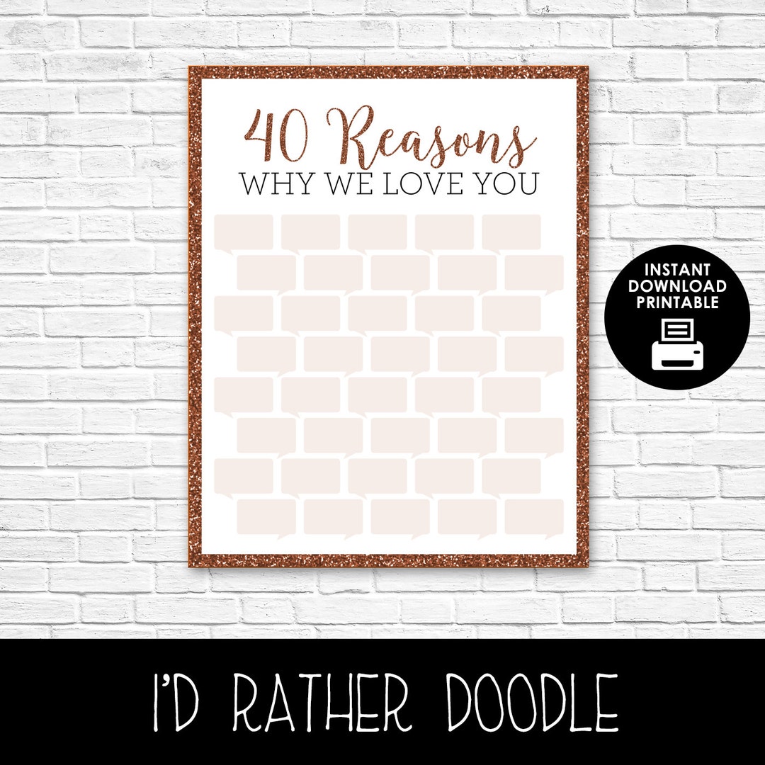 40 Reasons Why We Love You - Rose Gold Glitter - Reasons We Love You ...