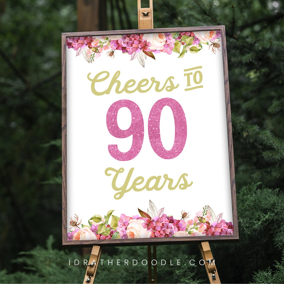 Boho Watercolor Flowers 90th Birthday Decorations - 90th Birthday Party ...