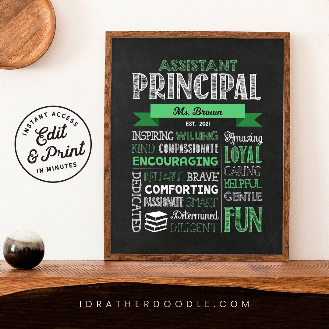 Editable Assistant Principal Chalkboard Sign - Digital Printable ...