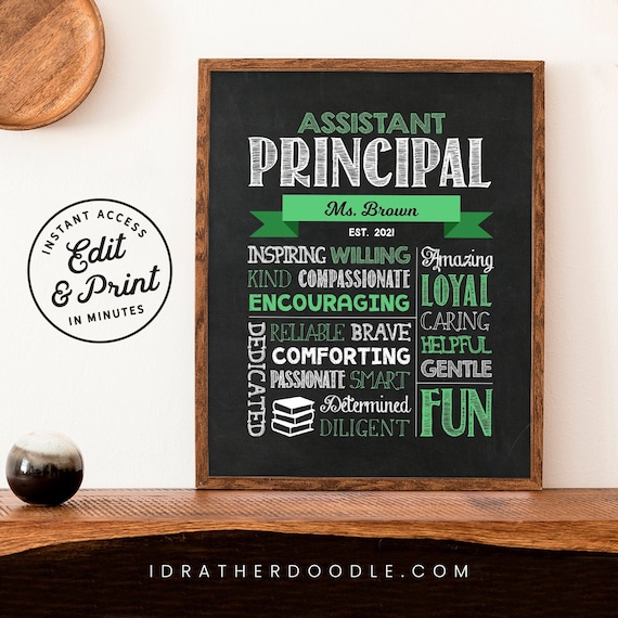 Editable Assistant Principal Chalkboard Sign Digital - Etsy