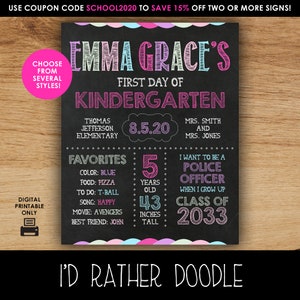 Boho First Day of School Sign - Personalized Chalkboard Photo Prop ...