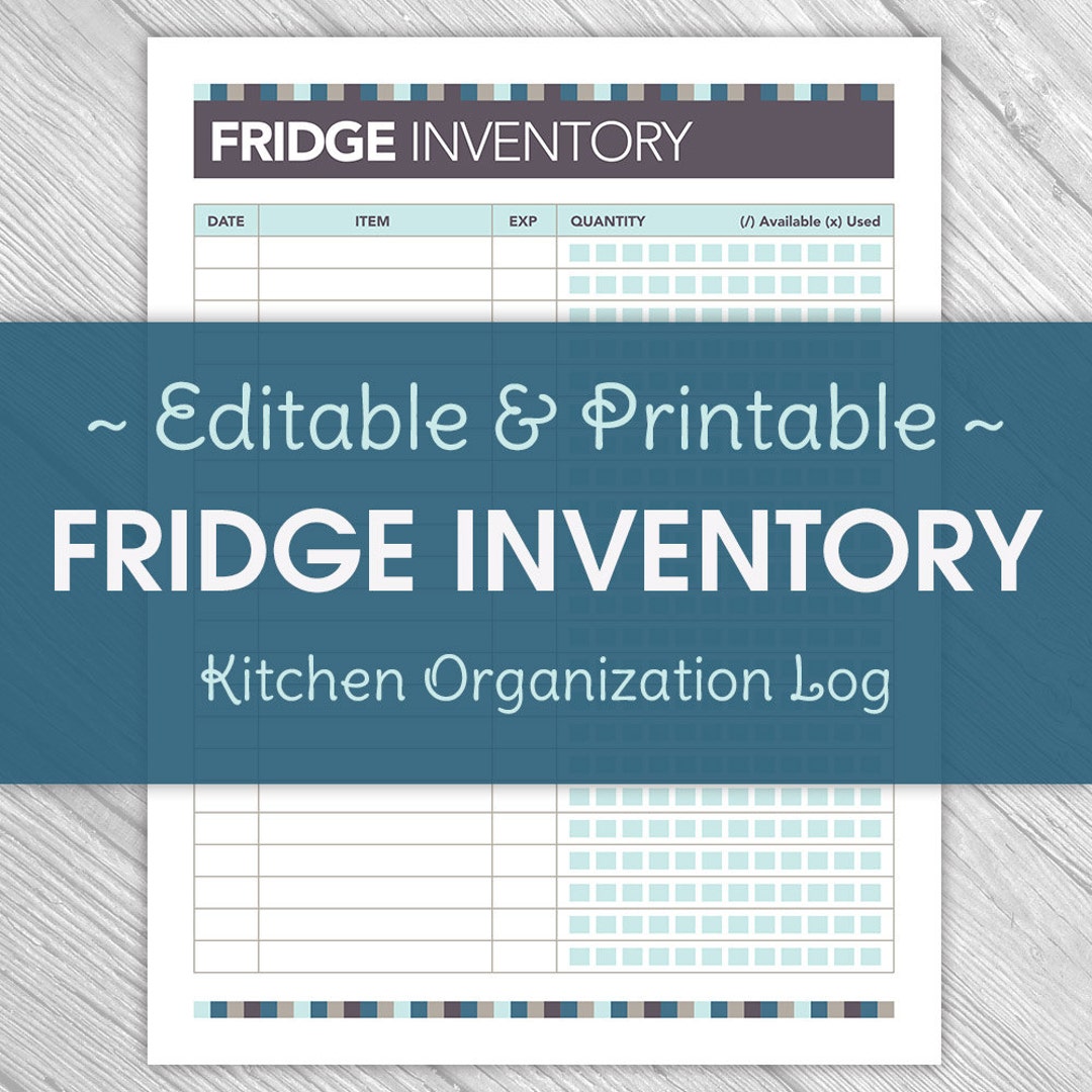 Printable Editable Kitchen Fridge Inventory - Kitchen Organization ...