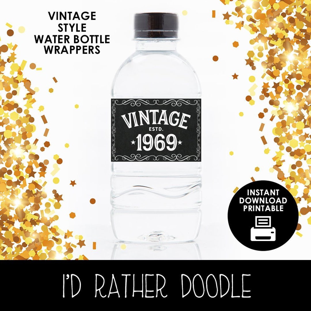 1969 Vintage Water Bottle Wrappers - 51st Birthday - Bottle Wrappers ...