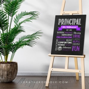 Editable Principal Chalkboard Sign - Digital Printable - Principal ...