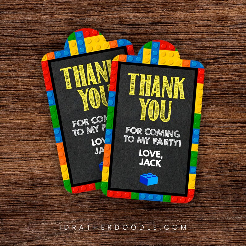 Editable Bricks Favor Tags Birthday Thank You Label Bricks - Etsy