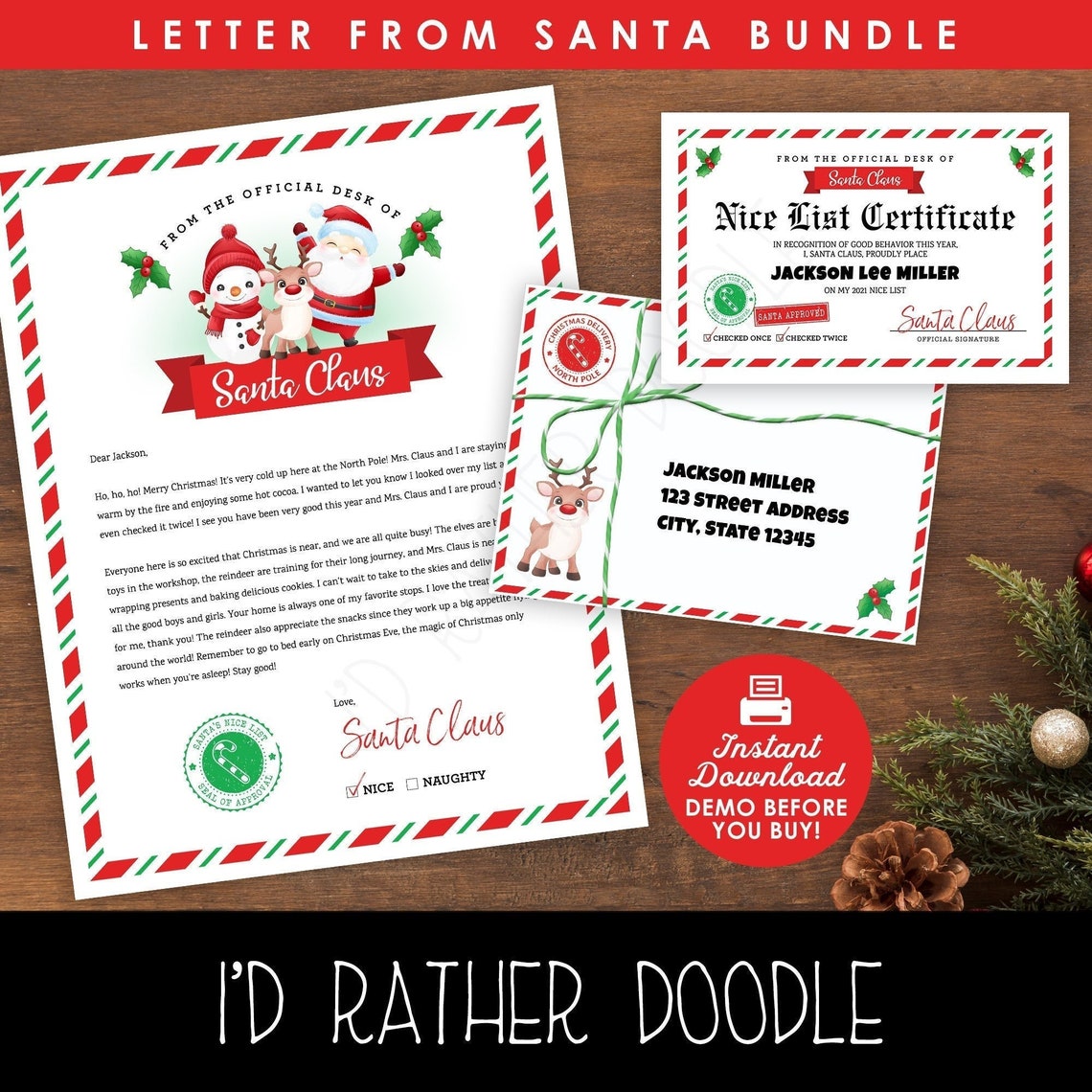 Letter From Santa Claus Bundle - Nice List Certificate - Personalized ...