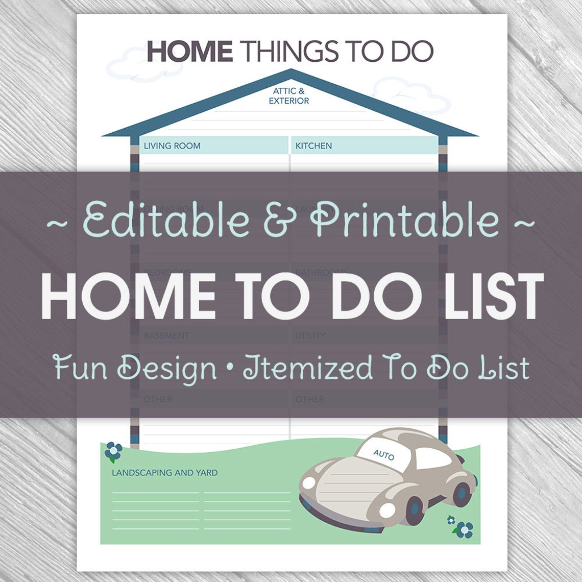 Printable Editable Home to Do List - Things to Do List, Home ...