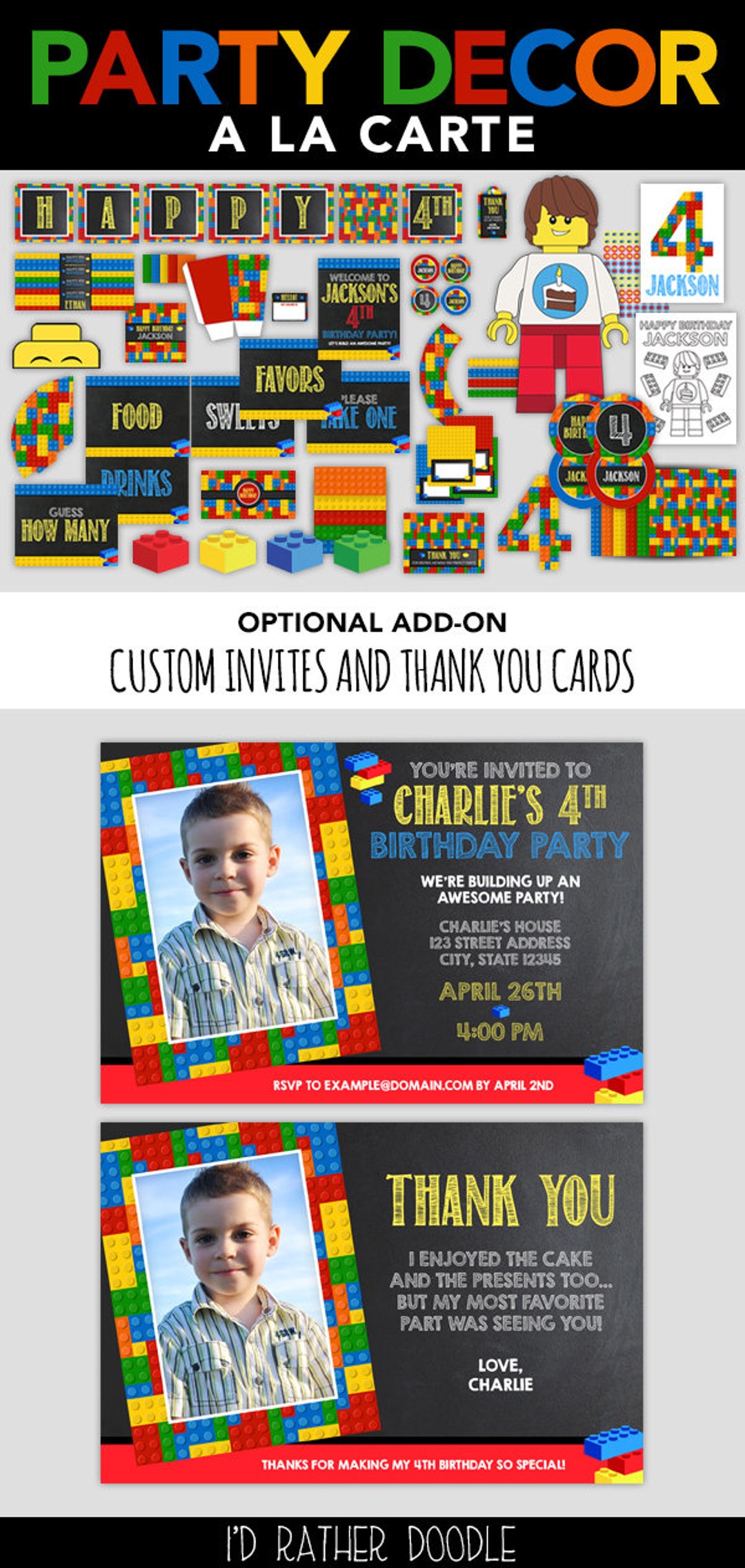 Bricks Birthday Party - A La Carte - Bricks Printable Party - Bricks ...