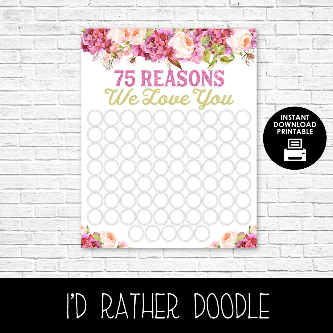 75 Reasons Why We Love You - Boho Watercolor Flowers - Reasons We Love ...