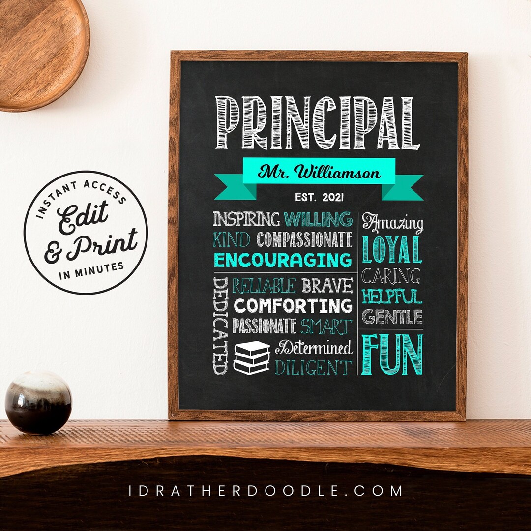 Editable Principal Chalkboard Sign - Digital Printable - Principal ...