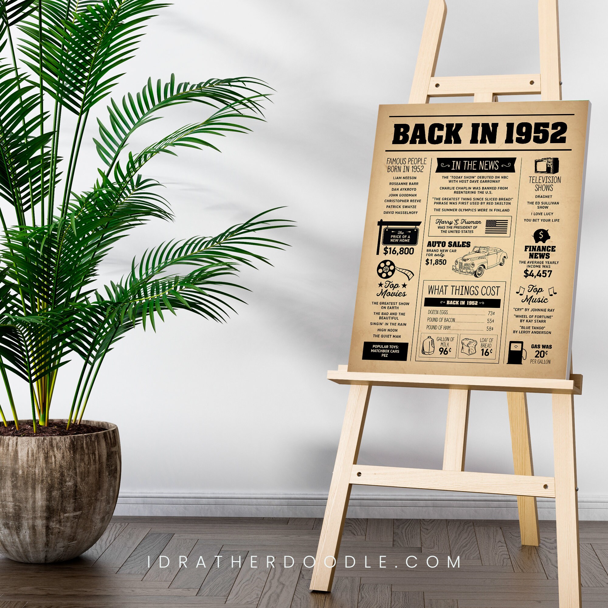 Back in 1952 - Newspaper Sign - Events - Birthday Sepia Newspaper ...