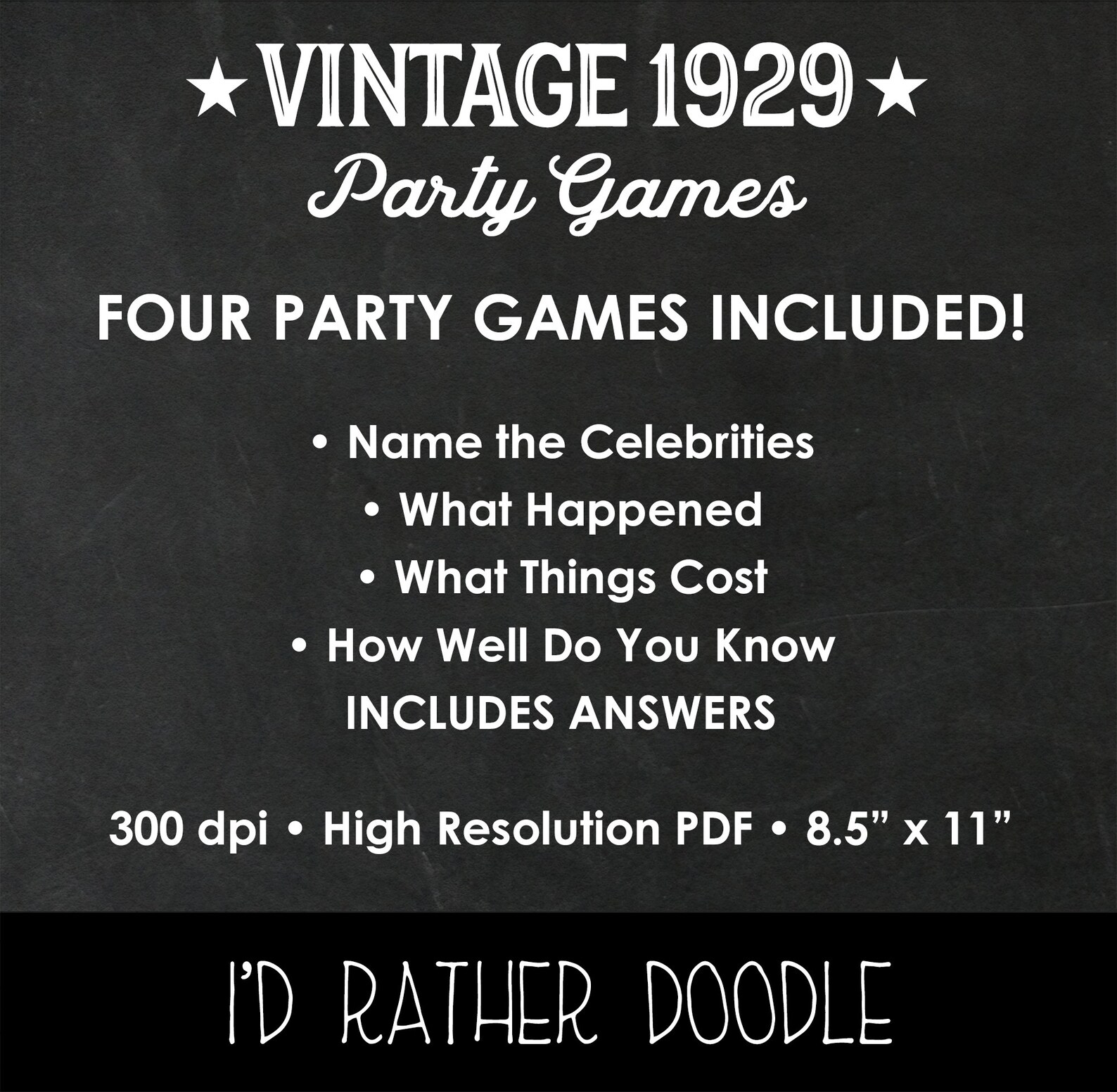 Vintage 1929 Birthday Party Games - Four Games - 95th Birthday Party ...