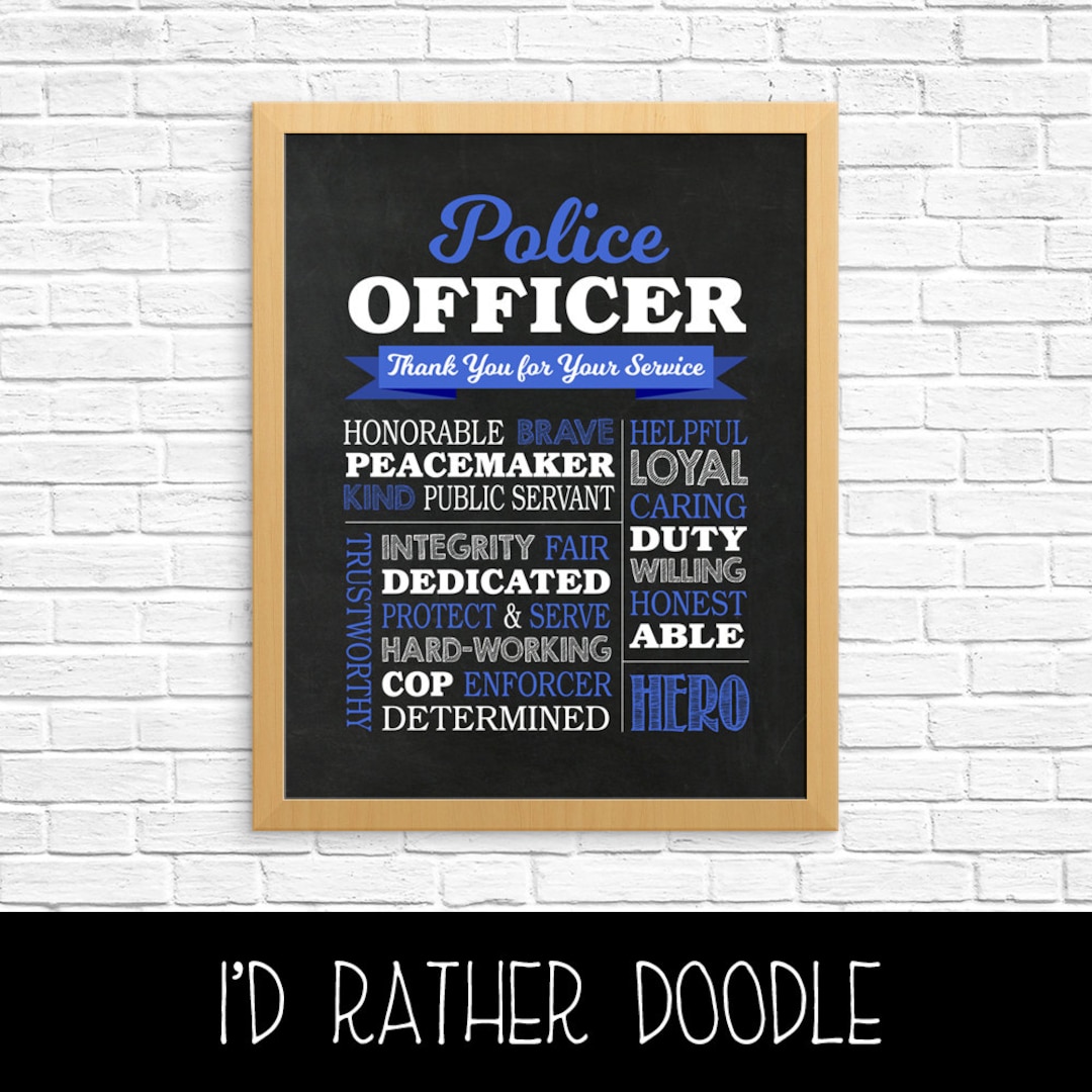 Police Officer Gift - Printable Police Officer Chalkboard Sign - Police ...