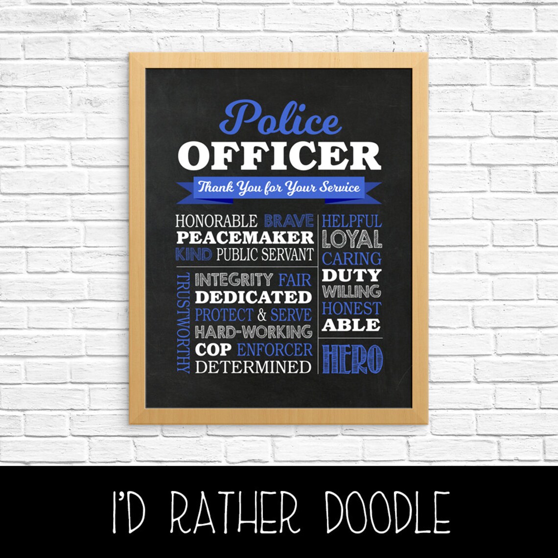 Police Officer Gift Printable Police Officer Chalkboard Sign | Etsy