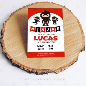 Editable Ninjas Birthday Party Invitation - Ninja Birthday Invite ...