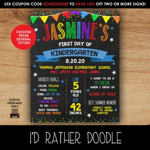 Boho First Day of School Sign - Personalized Chalkboard Photo Prop ...