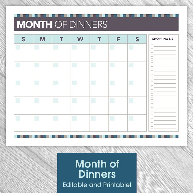 Printable Editable Weekly Meal Planning Log Kitchen - Etsy