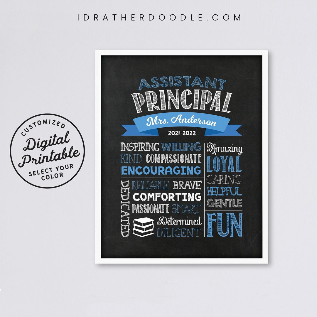 Assistant Principal Chalkboard Sign - Printable Sign - Customized ...