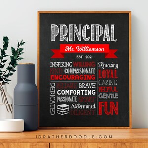 Editable Principal Chalkboard Sign - Digital Printable - Principal ...