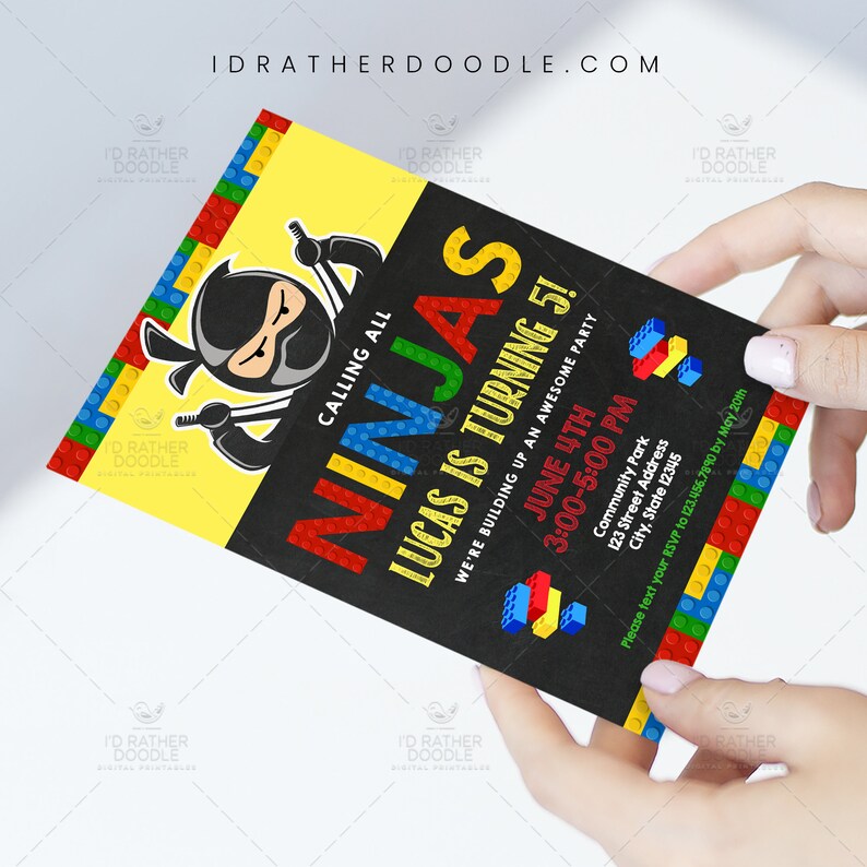 Editable Ninja Bricks Birthday Party Invitation Bricks Ninja - Etsy
