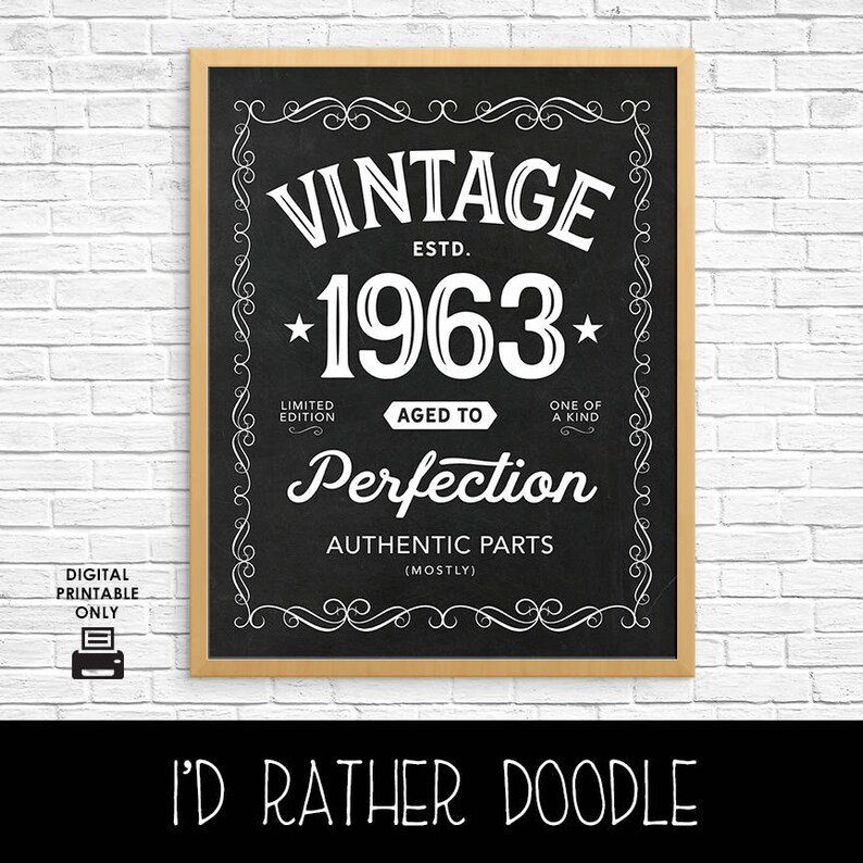 Aged to Perfection Sign - Vintage 1963 Chalkboard Sign - 1963 Sign ...