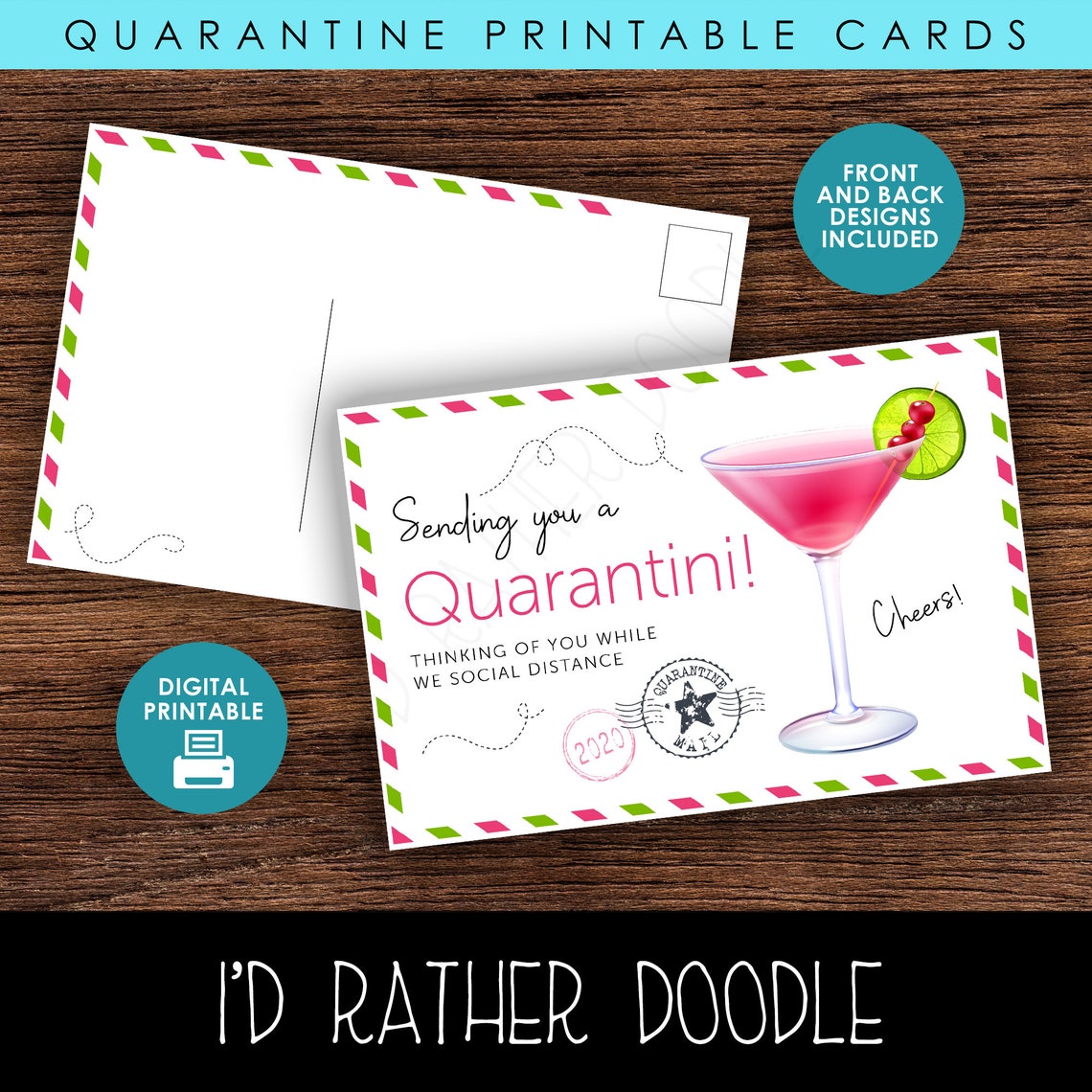 Quarantine Postcards Social Distancing Printable | Etsy