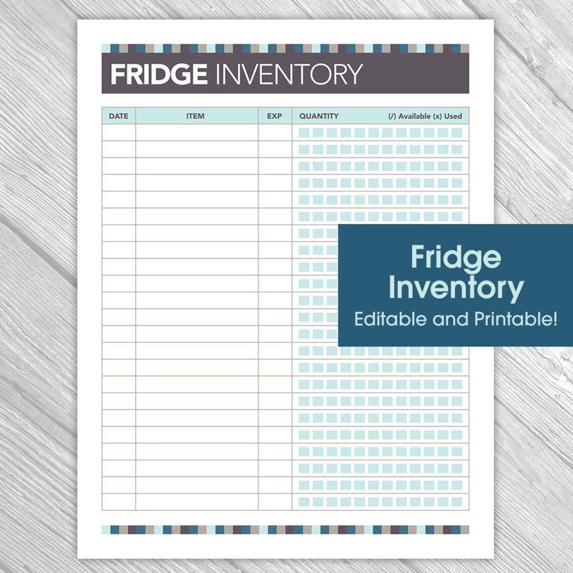 Printable Editable Kitchen Fridge Inventory - Kitchen Organization ...
