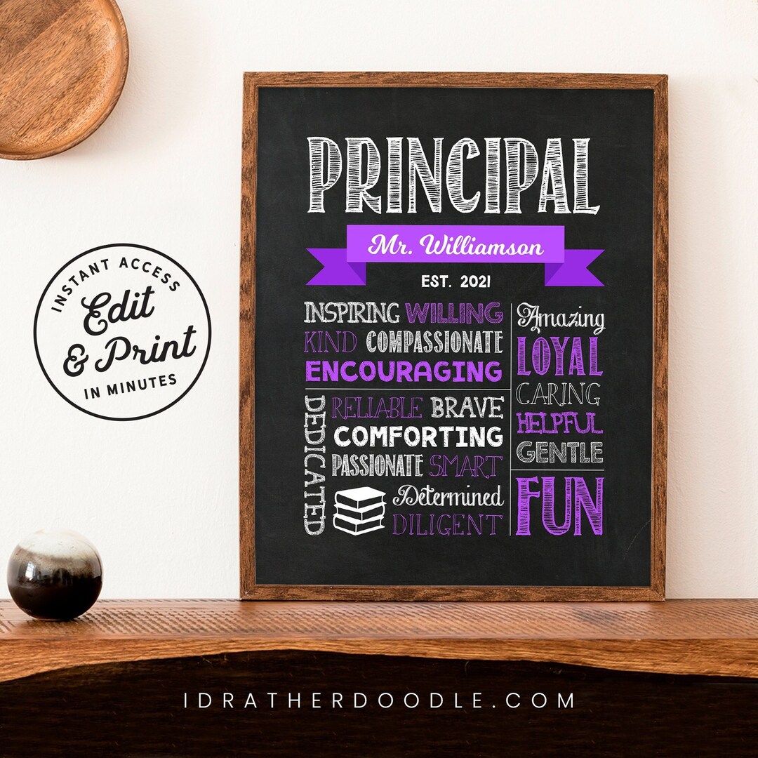 Editable Principal Chalkboard Sign - Digital Printable - Principal ...