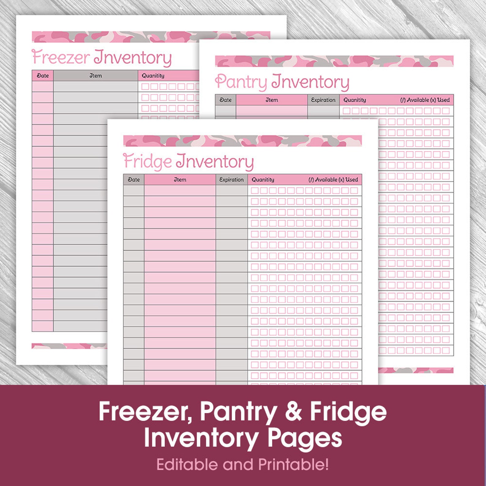 Printable Editable Kitchen Organization Kit 6 Pages Pantry, Fridge ...
