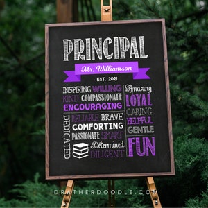 Editable Principal Chalkboard Sign - Digital Printable - Principal ...