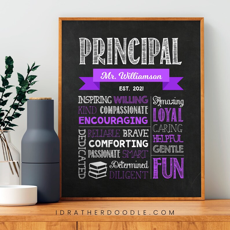 Editable Principal Chalkboard Sign Digital Printable | Etsy