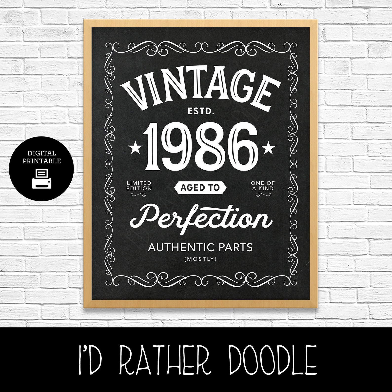 Aged to Perfection Sign - Vintage 1986 Chalkboard Sign - 1986 Sign ...