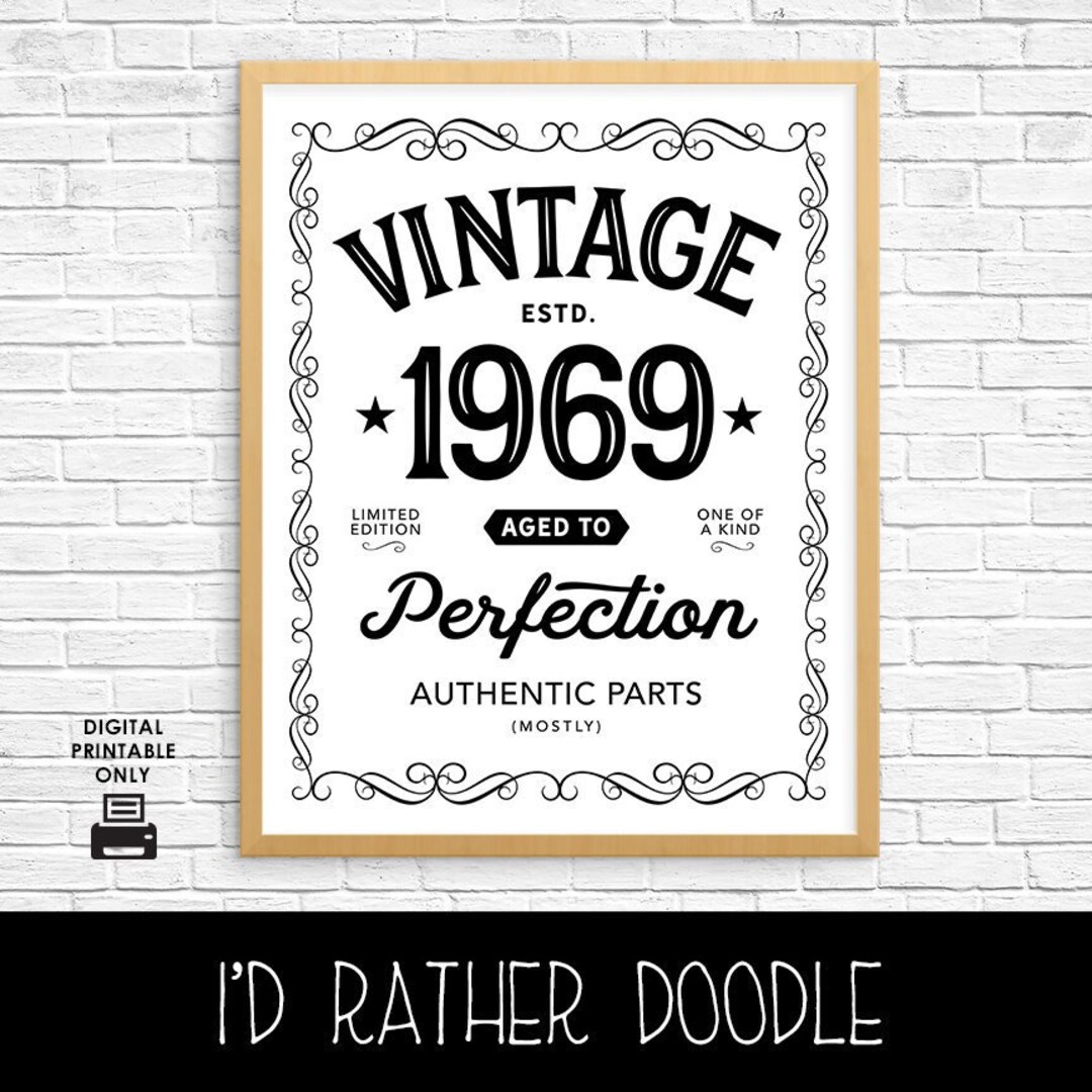 Aged to Perfection Sign - Vintage 1969 Sign - 1969 Sign - 51st Birthday ...