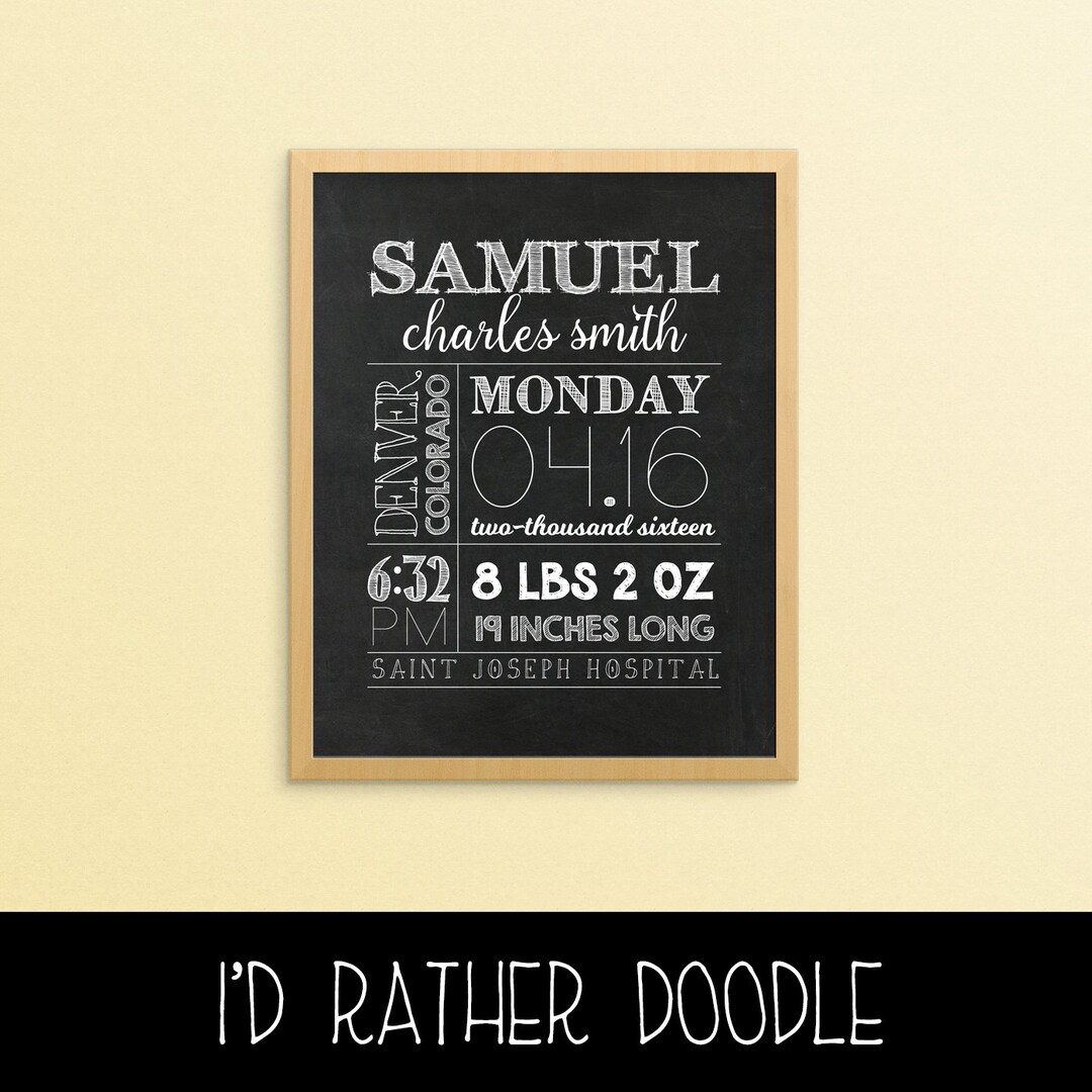 Baby Stats Sign - Birth Stats - Printable Baby Chalkboard Sign - Custom ...