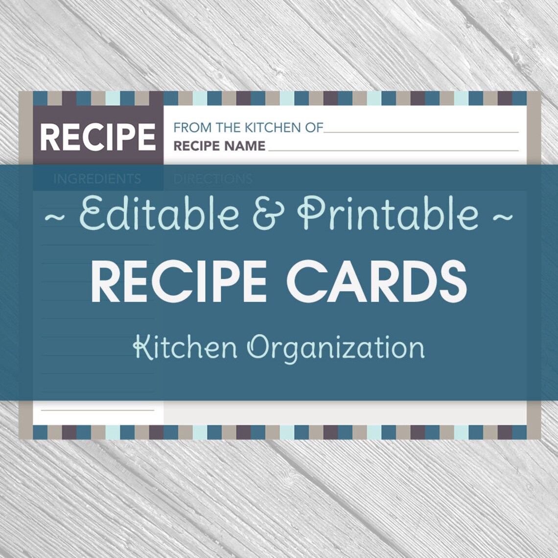 Printable Editable Kitchen Recipe Cards Kitchen - Etsy
