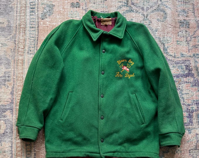 Vintage Union Bay Fire Dept. Green Wool Jacket - Etsy Canada