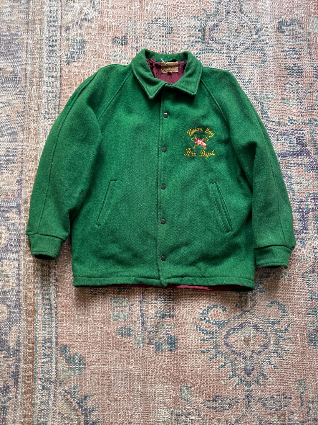 Vintage Union Bay Fire Dept. Green Wool Jacket - Etsy