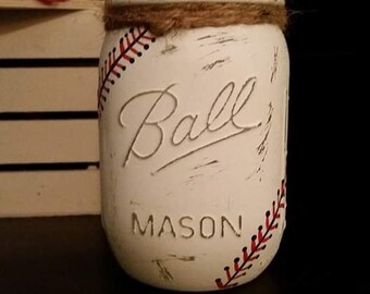 Baseball Mason Jar - Etsy