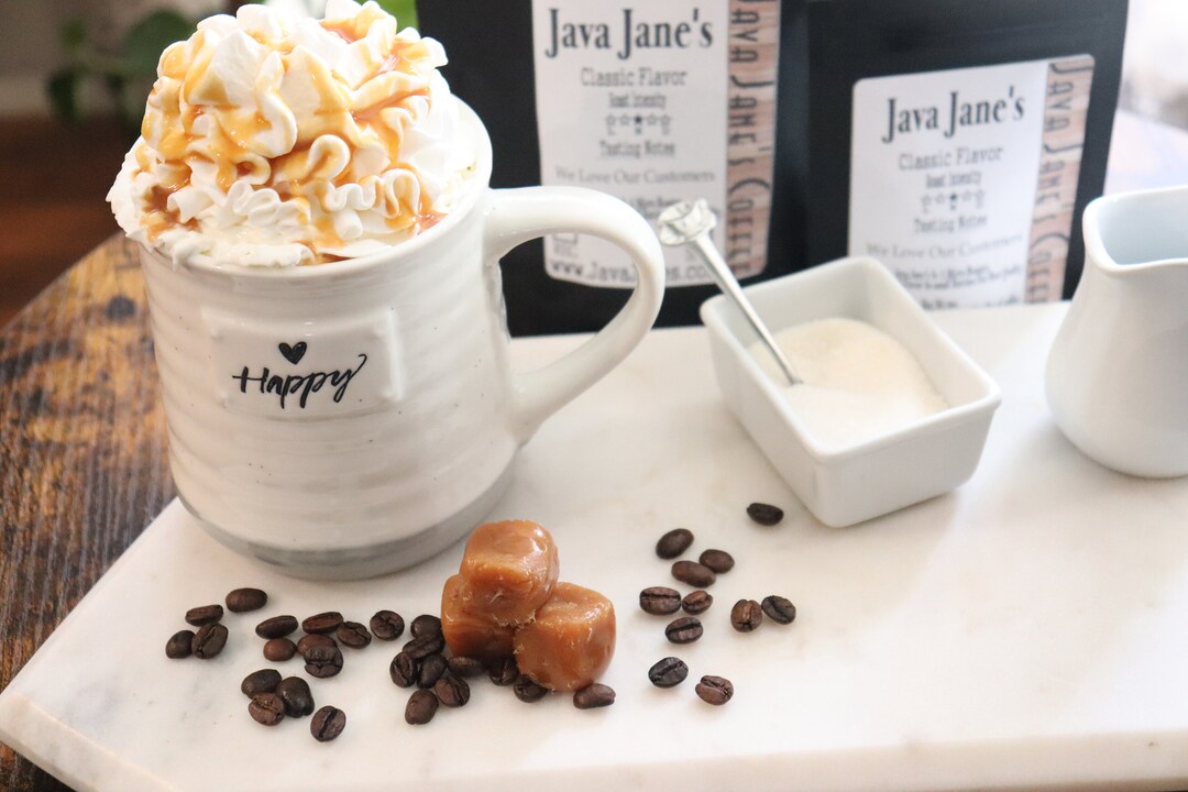 Cafe' Caramel Flavored Coffee Fresh Roasted Coffee Beans Java Jane's - Etsy