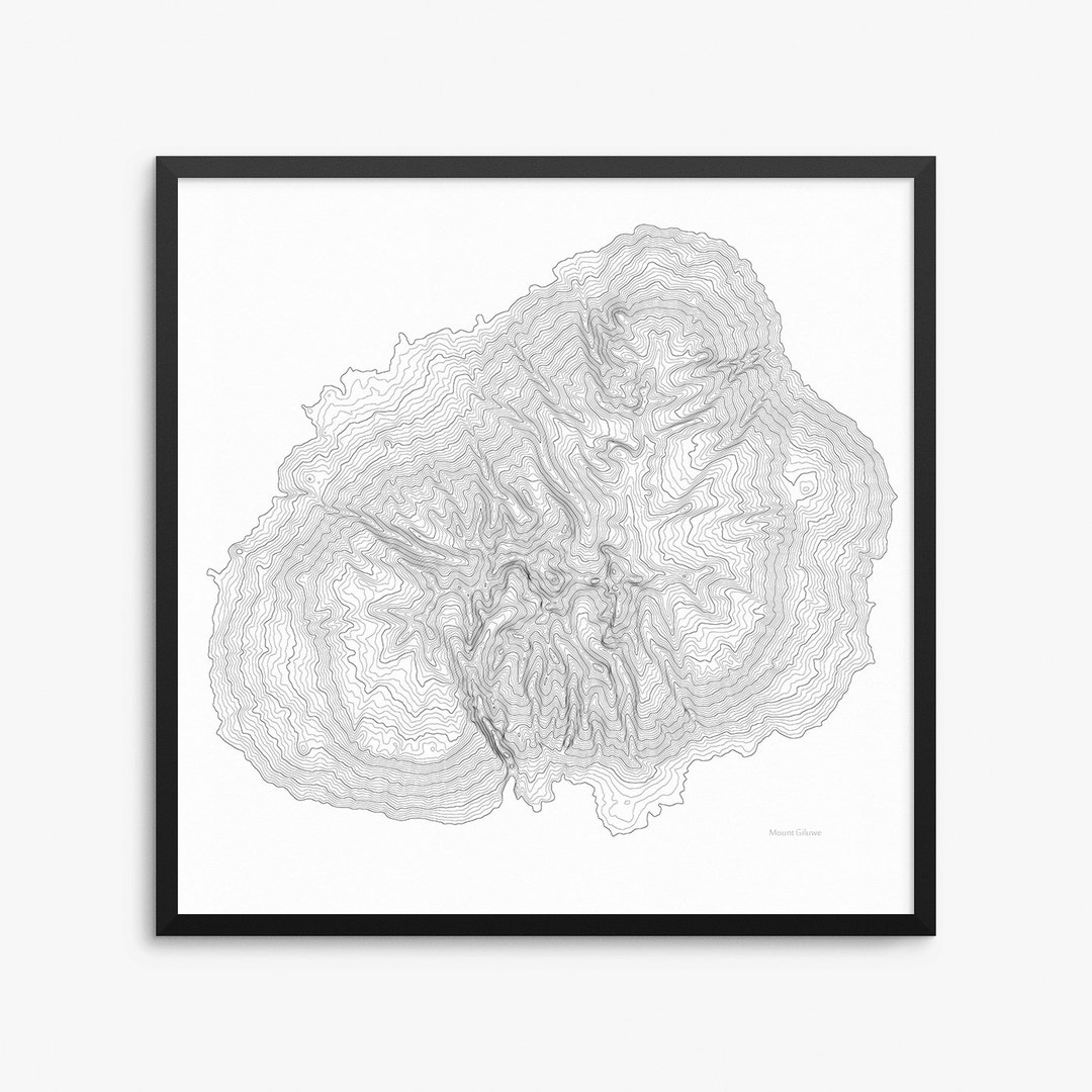 Mount Giluwe Poster, Mount Giluwe, Mount Giluwe Map Art, Mount Giluwe ...