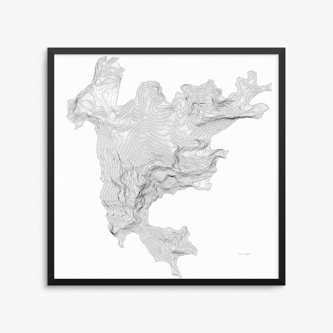 Aconcagua Poster, Aconcagua Argentina, Aconcagua Map Art, Aconcagua ...