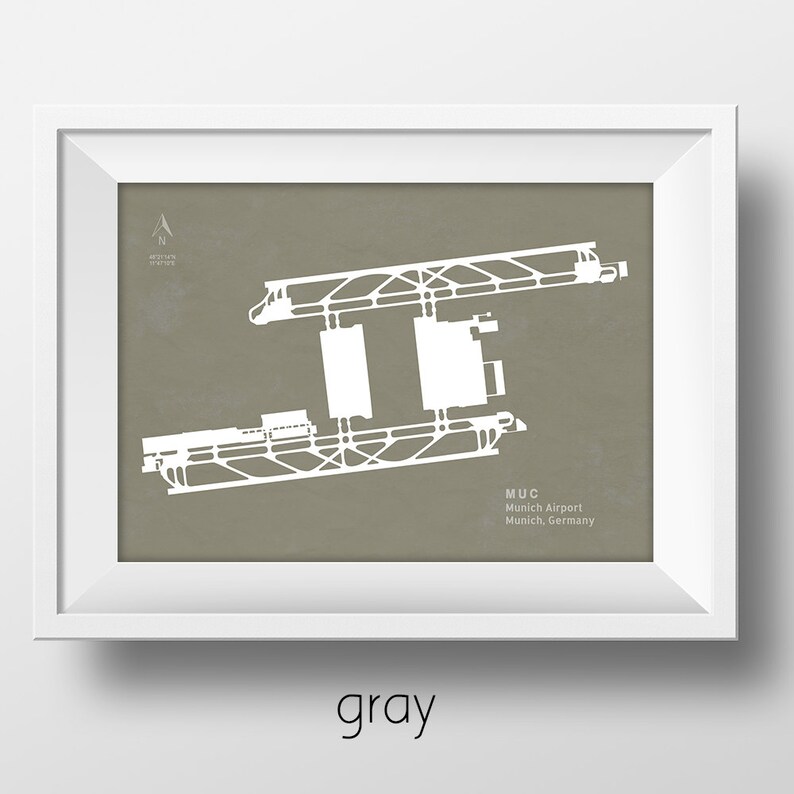 MUC Munich Airport in Munich Germany Runway Silhouette Modern | Etsy