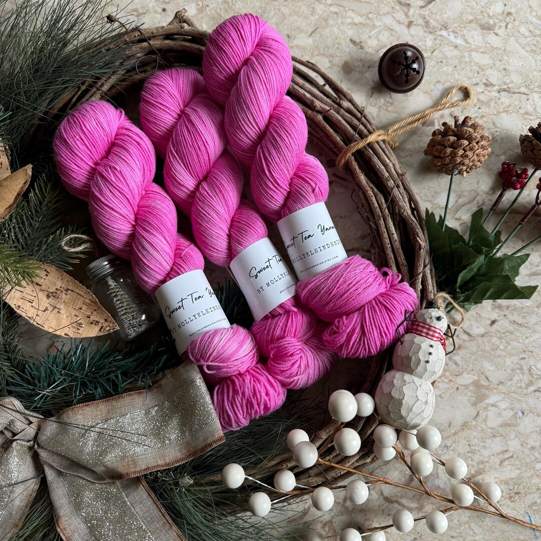 PINK PUFFY PAINT Hand Dyed Christmas Tonal Superwash Merino Wool ...