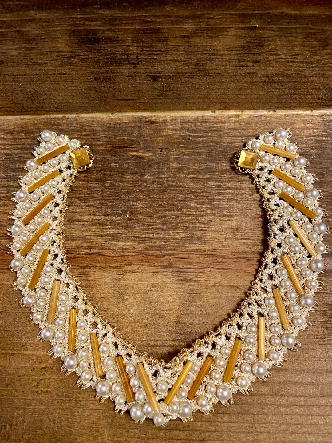 Clip on Collar / Vintage Collar Beaded Necklace / Removable Collar - Etsy