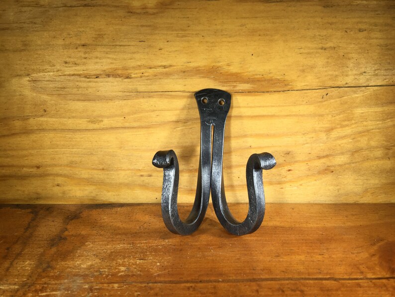 Wall Hook hand Forged Square Bar Double Hook - Etsy