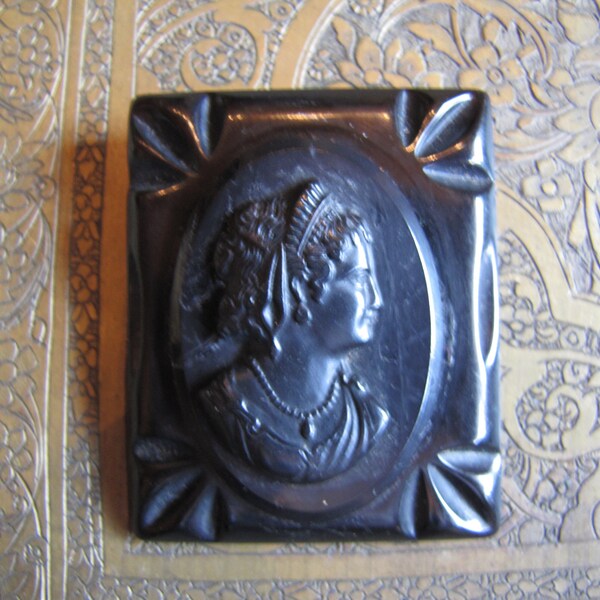 Black Bakelite Cameo - Etsy