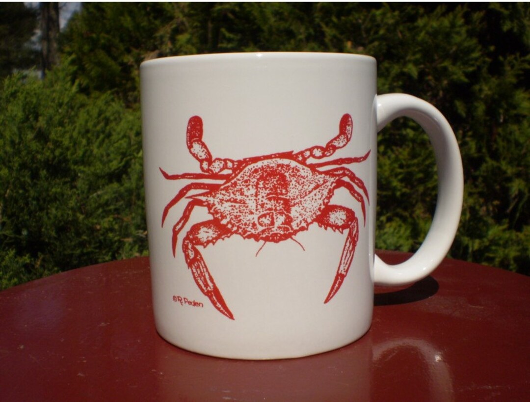 2 Chesapeake Bay Crab Coffee Mugs in RED, Pair of 11 Oz Mugs - Etsy