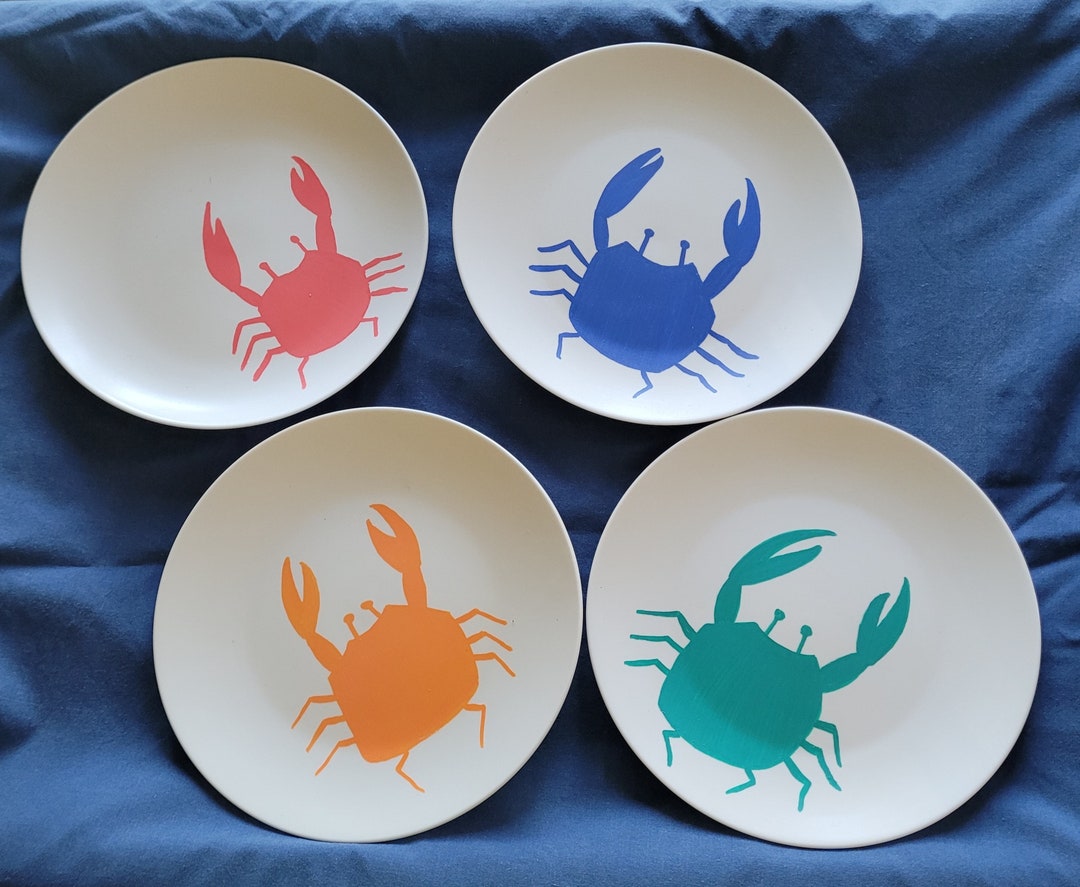 Crab Plates, Set of 4, Decorative Plates - Etsy
