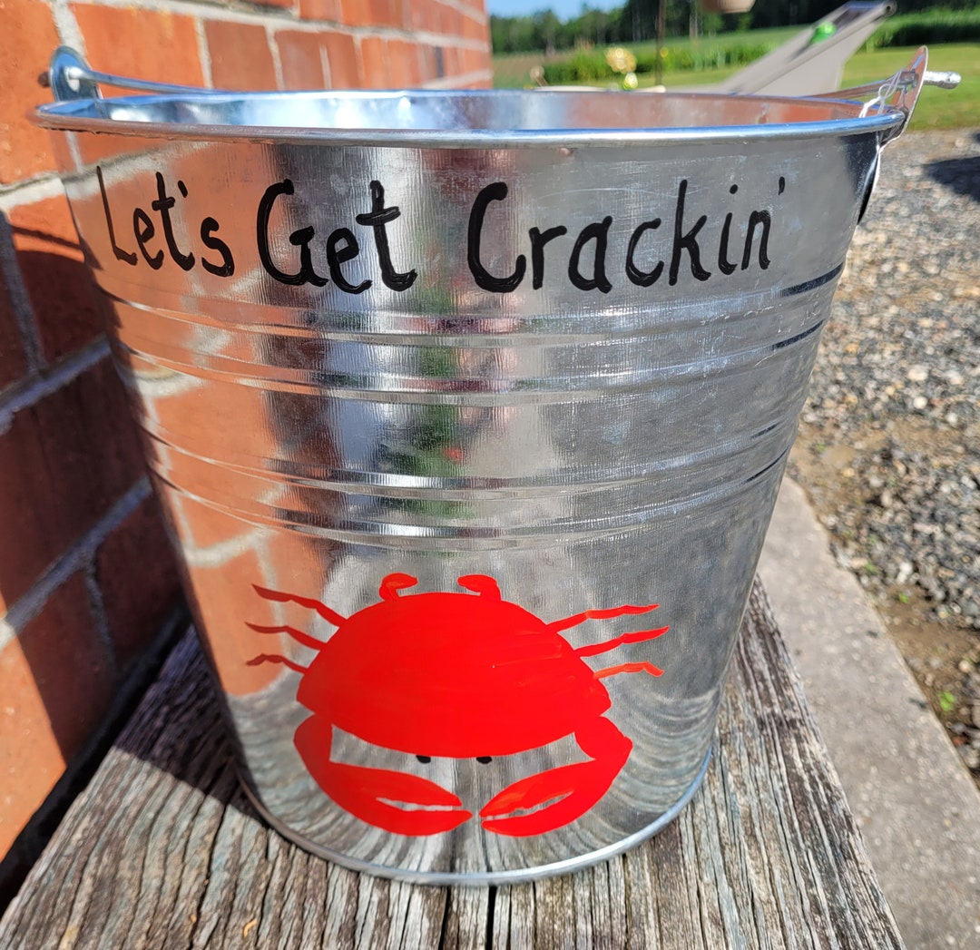 Let's Get Crackin' Red Crab Bucket, Seafood Boil Bucket, Hostess Gift ...
